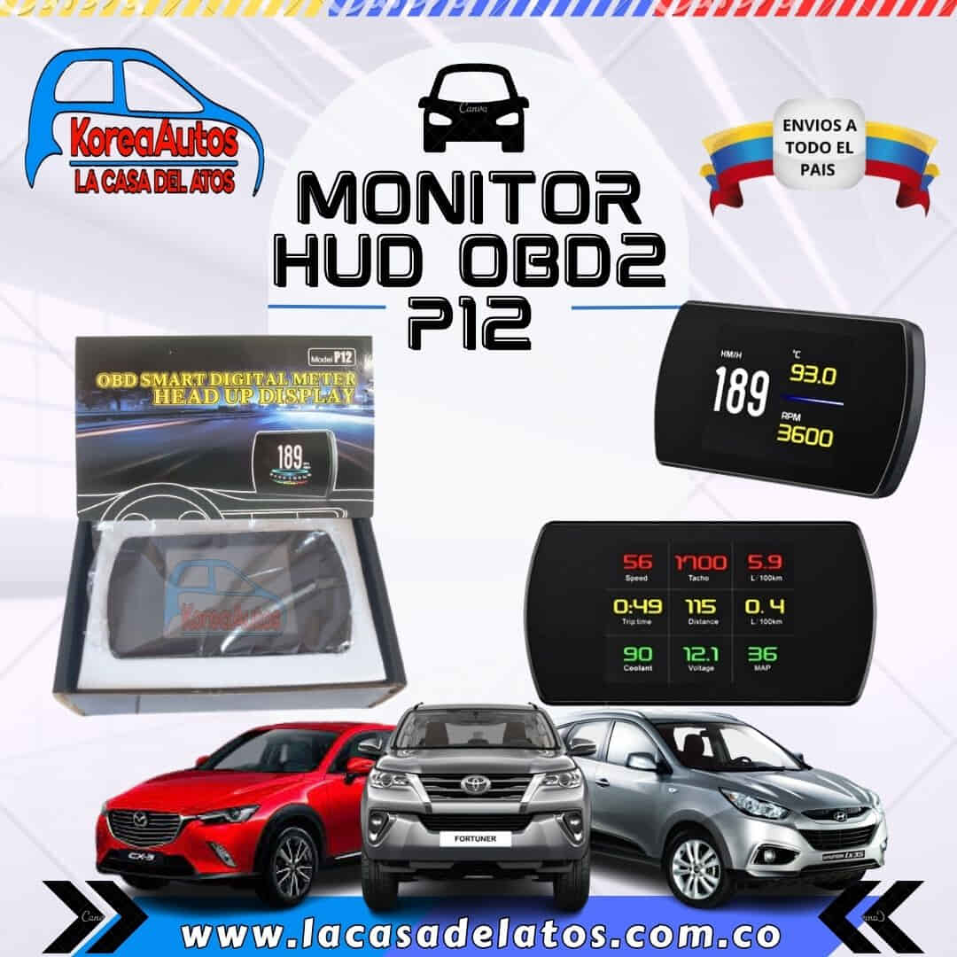 MONITOR HUD SCANNER AUTOMOTRIZ OBD2 P12